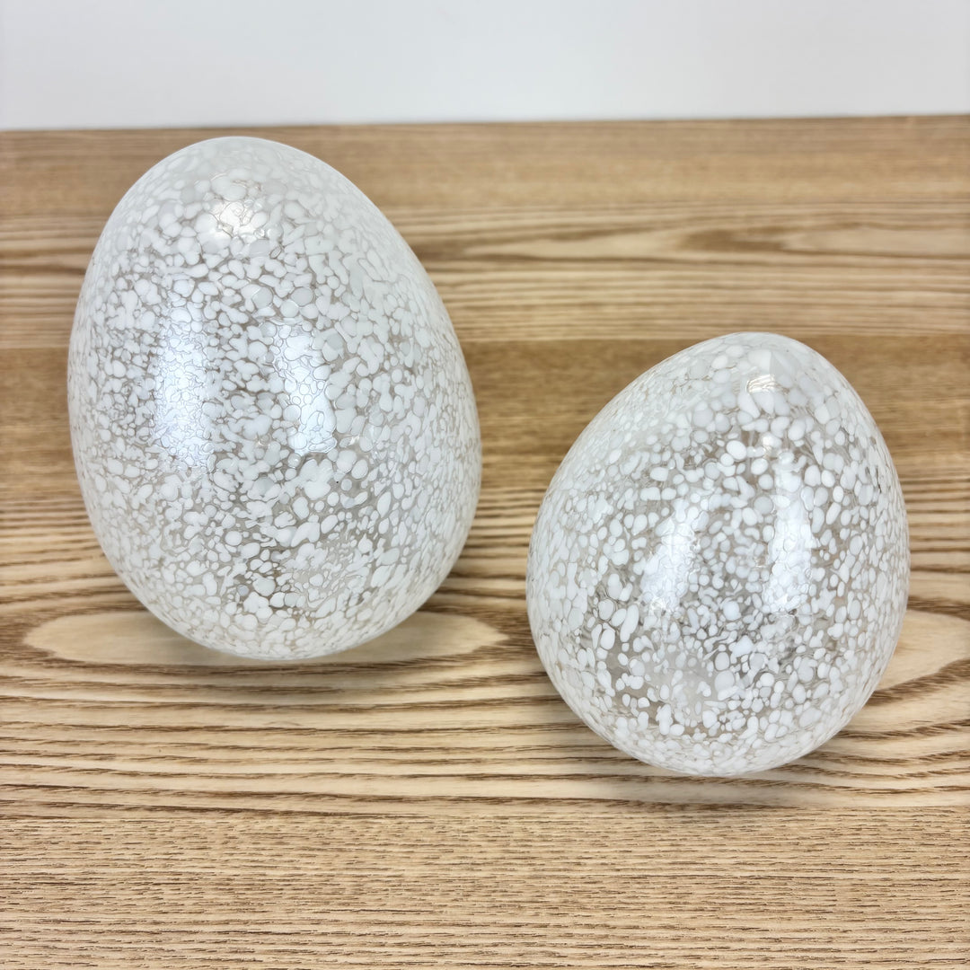Speckled White Glass Egg - 2 Sizes – Prairie in Bloom