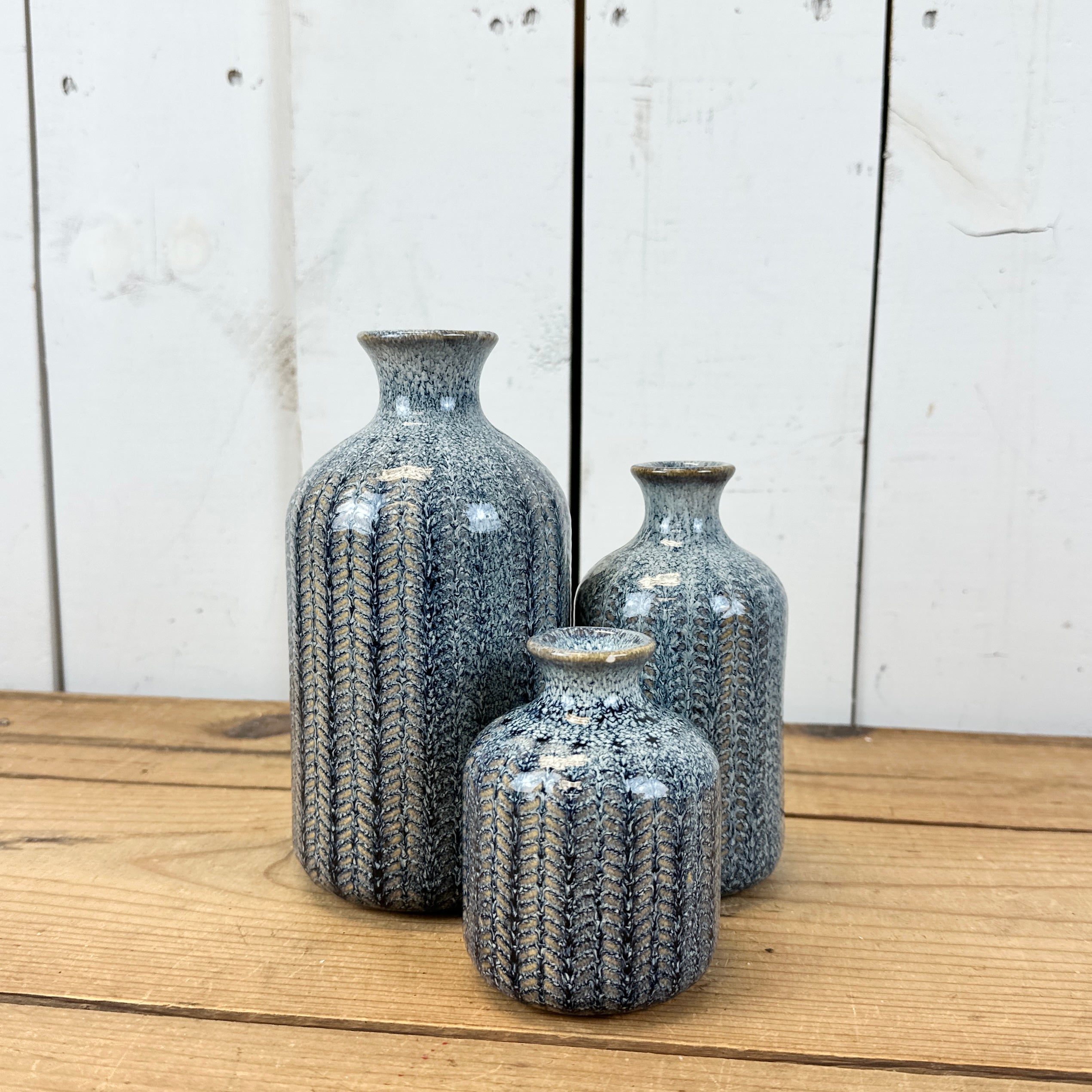 Stoneware Blue Bottle Vases – Prairie in Bloom