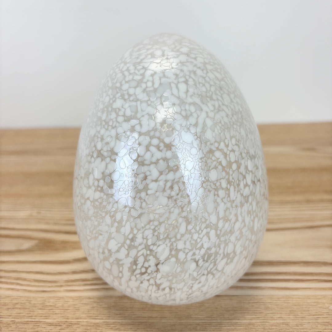 Speckled White Glass Egg - 2 Sizes – Prairie in Bloom