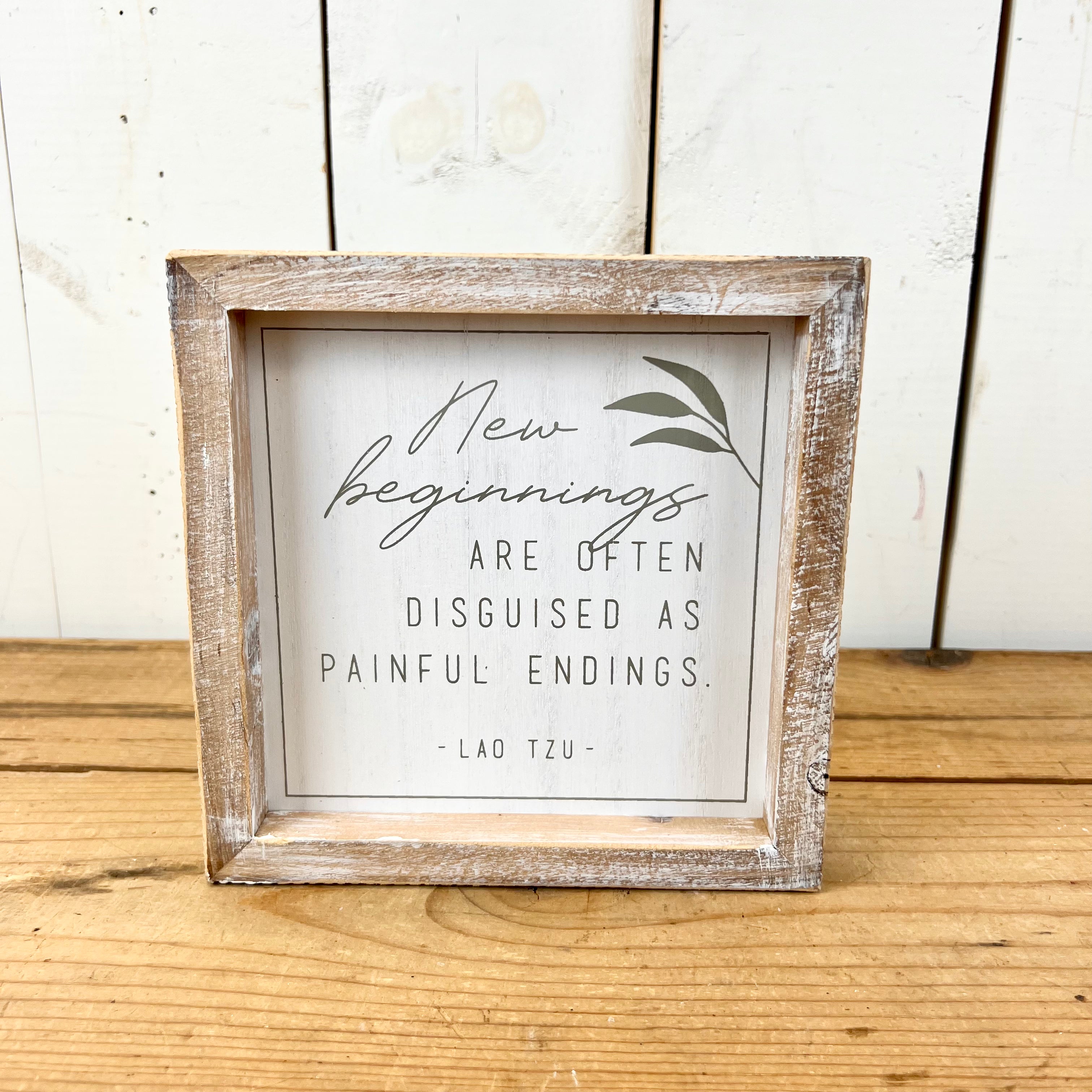 "New Beginnings..." Decorative Signage with Leaf Detail – Prairie in Bloom